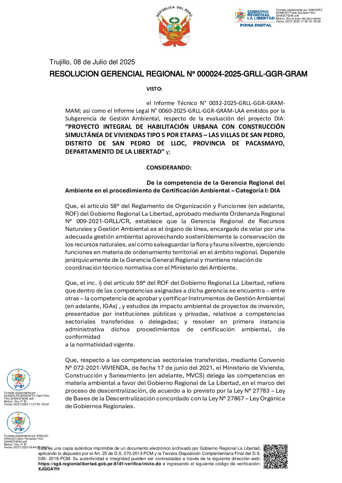 RESOLUCION GERENCIAL REGIONAL N° 000024-2025-GRLL-GGR-GRAM | SINIA